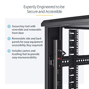 StarTech.com 4-Post 42U Server Rack Cabinet, 19" Data Rack Cabinet for IT Equipment Mount, Full Size Network Cabinet Storage