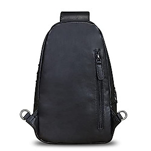 IVTG Genuine Leather Sling Bag for Women Sling Backpack Chest Shoulder Hiking Daypack Vintage Handmade Casual Crossbody Purse (Darkgrey)