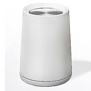 LEASYLIFE 10 L/2.6Gallen,Swing Lid Trash Can,Metal Garbage Can with Flipping Lid,for Bathroom, Kitchen,Living Room,Bedroom,Hotel (White)