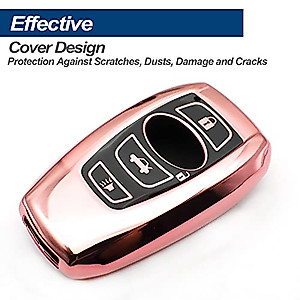 INFIPAR Fit for 2021 2020 Subaru Ascent BRZ Crosstrek Forester Impreza Legacy Outback WRX STI TPU Key Fob Remote Cover Case Shell Glove Pouch Holder Protector Keyless Entry Sleeve Accessory, Pink