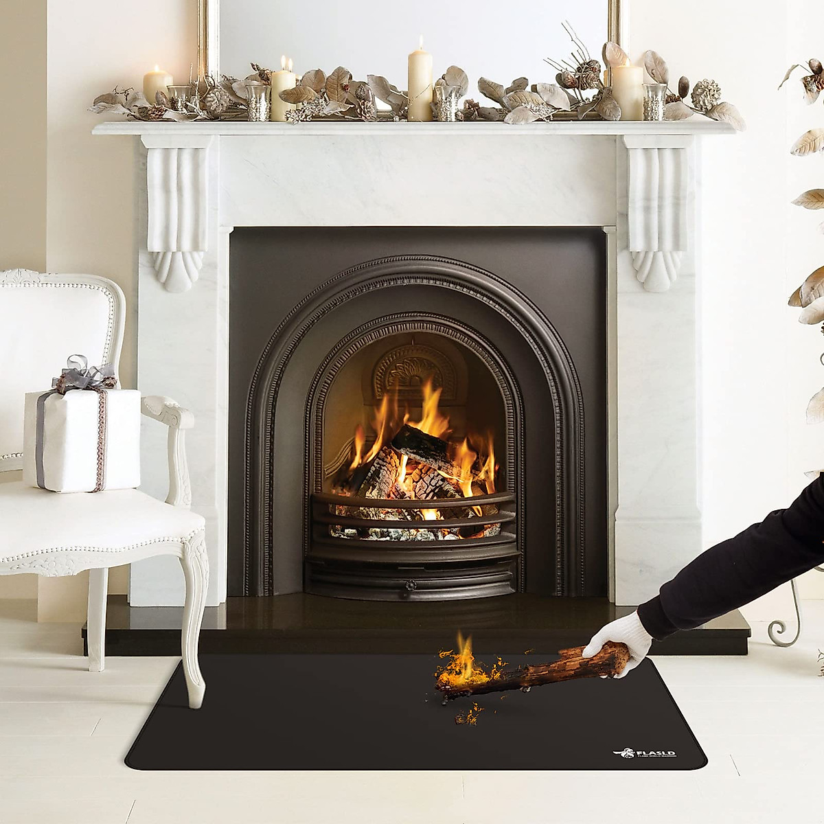 FLASLD 30 x 40 inch Fireplace Mat- Double Layer Fiberglass Fireproof Mat Fire Resistant Mat Fire Retardant Hearth Pad for Wood Stove Fireplace, Protect Floor from Sparks Embers Indoor & Outdoor