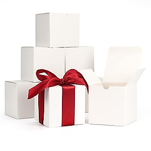 PETAFLOP 100 Pack Gift Boxes 4x4x4 with Lids, White Small Gift box for Presents, Cupcake, Candy, Kraft Paper Boxes for Party Favor, Bridesmaid, Wedding, Christmas