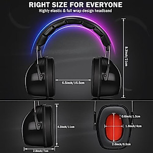 BJKing Noise Reduction Safety Ear Muffs, Hearing Protection Earmuffs with Adjustable Headband, NRR 28dB Noise Sound Protection Headphones for Shooting Mowing Construction Woodwork Adult Kids Autism
