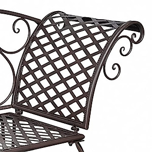 vidaXL Patio Chaise Lounge - Antique Brown Iron Scroll-Patterned Outdoor Furniture for Garden, Ergonomic Design for Comfort
