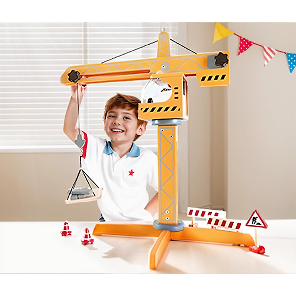 Hape Playscapes Crane Lift Playset| Construction Truck Vehicle Playset for Kids