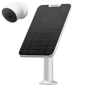 4W Solar Panel Charging Compatible with Google Nest Cam Outdoor/Indoor (Battery),with Anti-Theft Security Chain, IP65 Weatherproof,Includes Secure Wall Mount(White) (1)