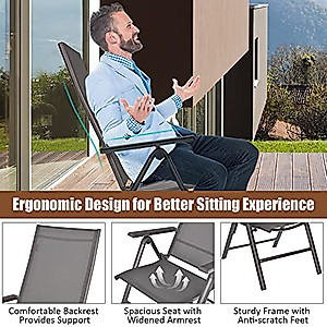 Giantex Set of 2 Patio Chairs, Folding Lawn Chairs, 2 Pack Outdoor Sling Chairs 7 Level Adjustable Backrest, Aluminum Frame, Patio Dining Chairs for Camping Pool Beach Yard No Assembly
