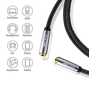 DUKABEL 3.5mm Female to Female Adapter Cable 4-Pole TRRS Female Coupler AUX Extension Cable [OFC Lossless Audio & Crystal-Nylon Braided] Aux Connector Stereo Jack Cable - TopSeries (6 inch / 15cm)