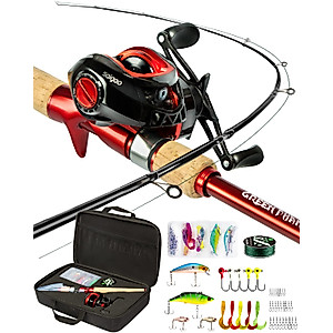Ghosthorn Graphite Fishing Rod and Reel Combo, Bait Casting Telescoping Fishing Pole Collapsible Portable Travel Kit with Carrier Bag for Freshwater Fishing Gift for Men Women