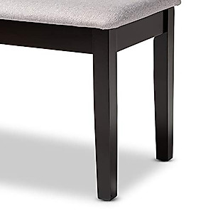 Baxton Studio Teresa Modern and Contemporary Transitional Grey Fabric Upholstered and Dark Brown Finished Wood Dining Bench