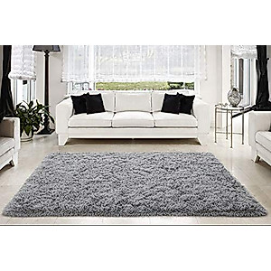 Zareas Soft Fluffy Rug for Bedroom, 4x6 Feet Shaggy Grey Rug, Plush Area Rugs for Living Room Kids Room, Furry Rugs Shag Rugs for Apartment Dorm, Fuzzy Rugs Non-Slip for Home Decor
