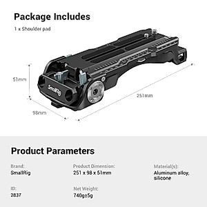 SMALLRIG Quick Release Shoulder Plate for Sony VCT-14 Tripod Adapter with Rosettes - 2837