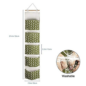 MOTASOM 3Pcs Over The Door Hanging Storage Bag, Waterproof Wall Closet Organizer with 5 Pockets, Linen Fabric Wall Hanging Mounted Organizer Pocket for Room Bathroom Bedroom Kitchen