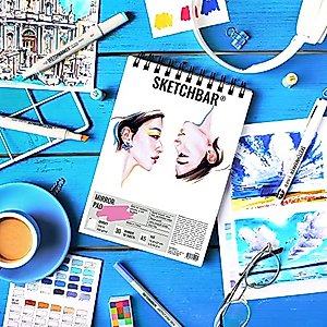 SKETCHBAR Mirror PAD A5, use 100% of Your Sketchbook, 220 g/m2, Extra Smooth, bleedproof Technology Allows You to use Every Side of Every Page, Ideal for Artists, Illustrators, Drawing