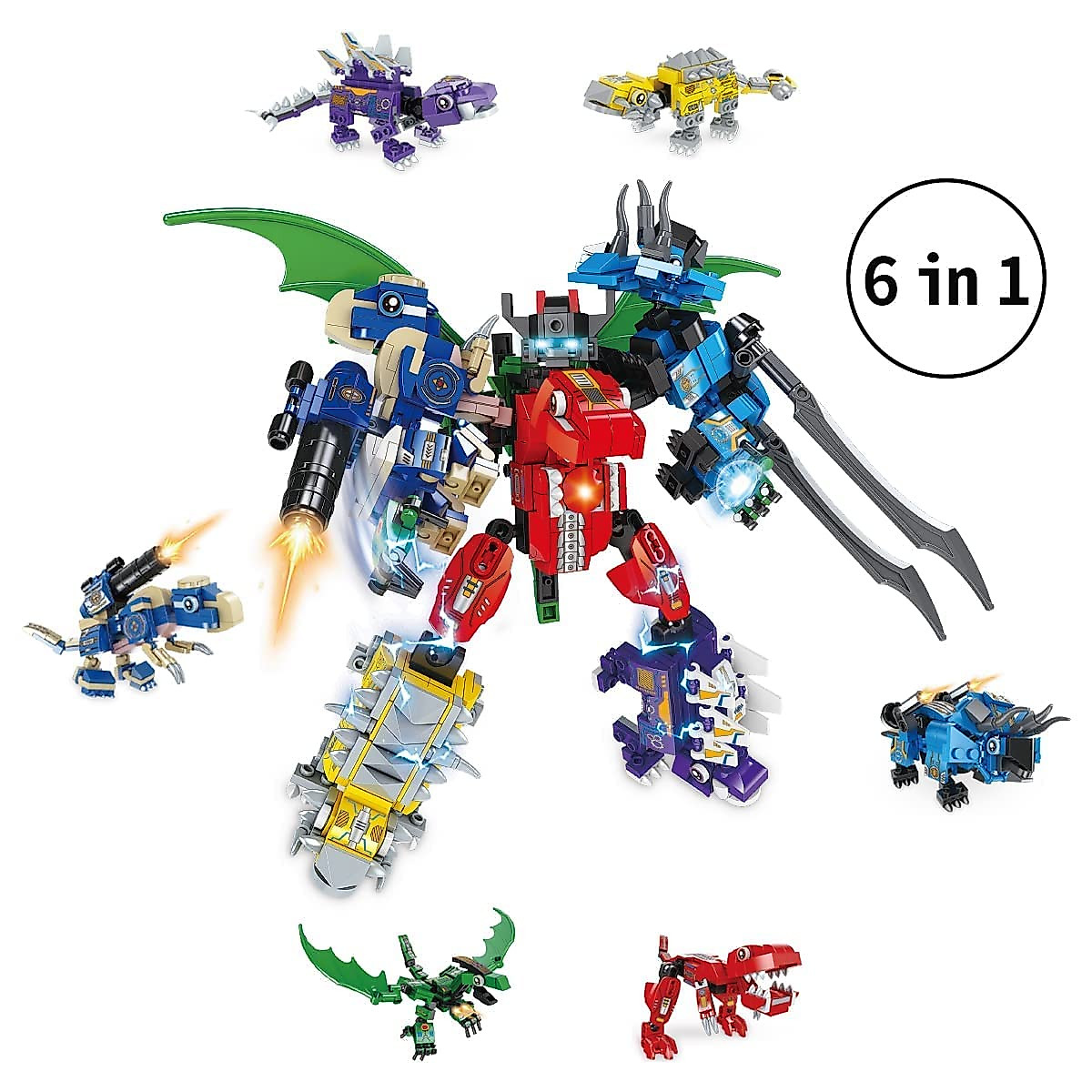 JOYIN 12 Days Christmas Advent Calendar with Cars Building Blocks 2023 Countdown Calendar with Robot Building Bricks 6-in-1 Toy Dinosaur Toy for Boys Kids Party Favors, Classroom Prizes, Xmas Gift