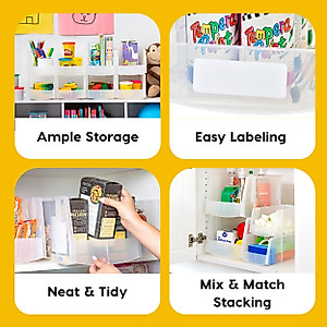 IRIS USA Inc. 11" x 6" x 5" Medium Plastic Stackable Open Front Organizer bin Caddy Basket for Refrigerator Freezer Kitchen Pantry Cabinet Workshop Garage Classroom Office Crafts Supplies 4 Pack Clear