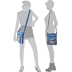 Upcycling Blue Denim Jeans Messenger Cross Body Shoulder Handbag Purse for Unisex