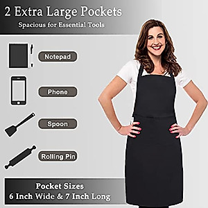 RUVANTI Cotton Blended Extra Large XXL Aprons for Women/Men with 2 Pockets for Cooking, Kitchen, Barber, Gardening, BBQ, Chef Apron