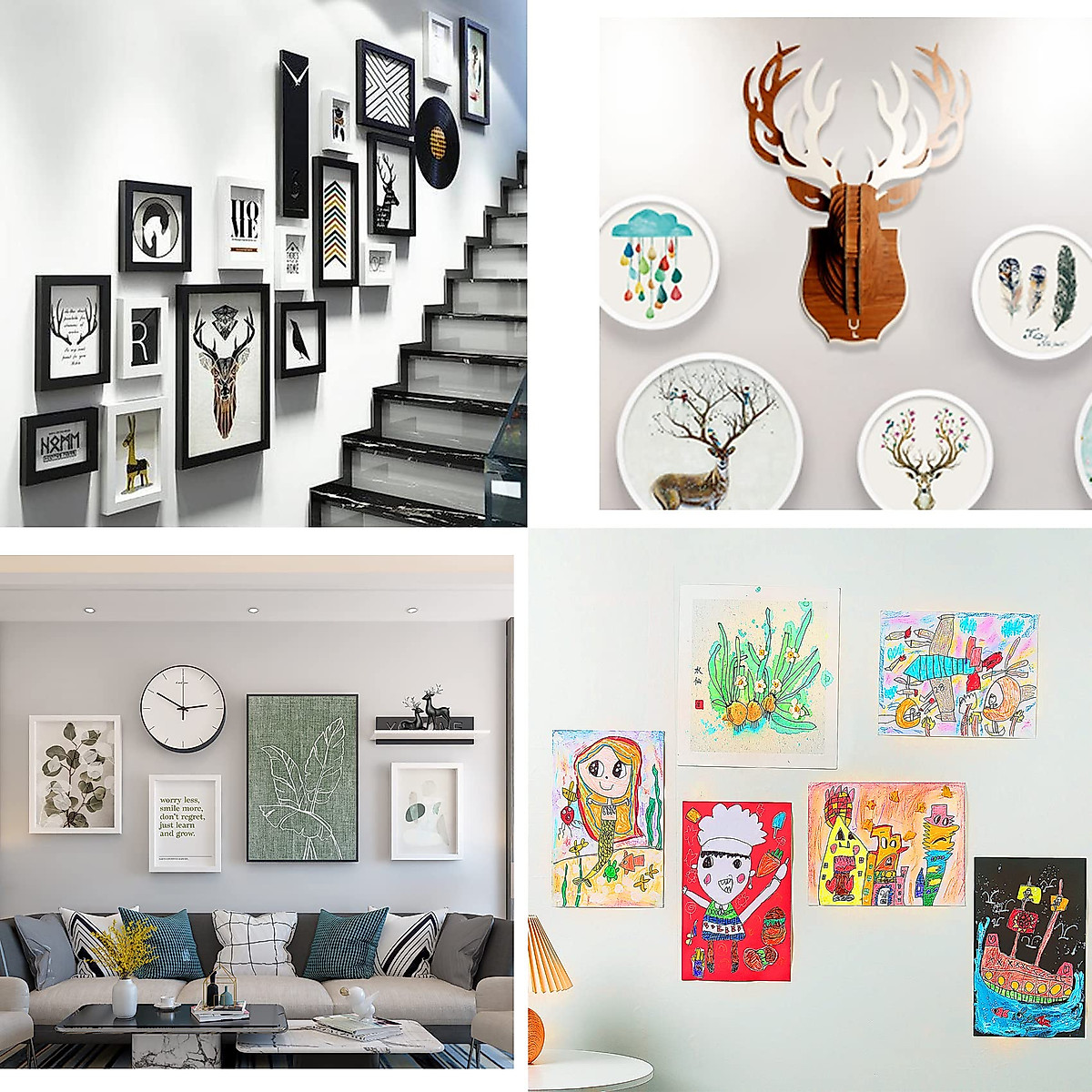 48-Pairs(96 Strips) Small Picture Hanging Strips Heavy Duty,Removable Hook and Loop Tape, Picture mounting Strips,Perfect for Wall Art Hanging Frames, Posters