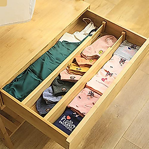 4 Pack Bamboo Drawer Dividers Kitchen Drawer Organizers-Adjustable from 17-22 Inch, Clothes Fabric Drawer Organizer Expandable Drawer Organization Separators for Bathroom Bedroom Office Dresser Desk