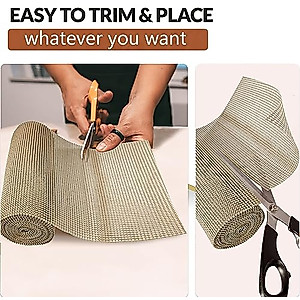 Shelf Liner for Kitchen Cabinets, 12 in x 25 FT, Strong Grip Non-Adhesive Shelf Liner, Waterproof Non-Slip Drawer Liner, Easy to Clean and Install, Perfect for Closets, Tables (Beige, 12in x 25ft)