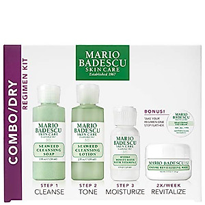 Mario Badescu Combo/Dry Regimen 5 Piece Kit, Skincare Gift Set Includes Seaweed Cleansing Soap, Seaweed Cleansing Lotion, Hydro Moisturizer, Enzyme Revitalizing Mask, and Hyaluronic Eye Cream