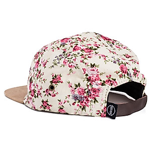 Blackskies Sakura 5-Panel Cap White with Cherry Blossoms Unisex Baseball Cap