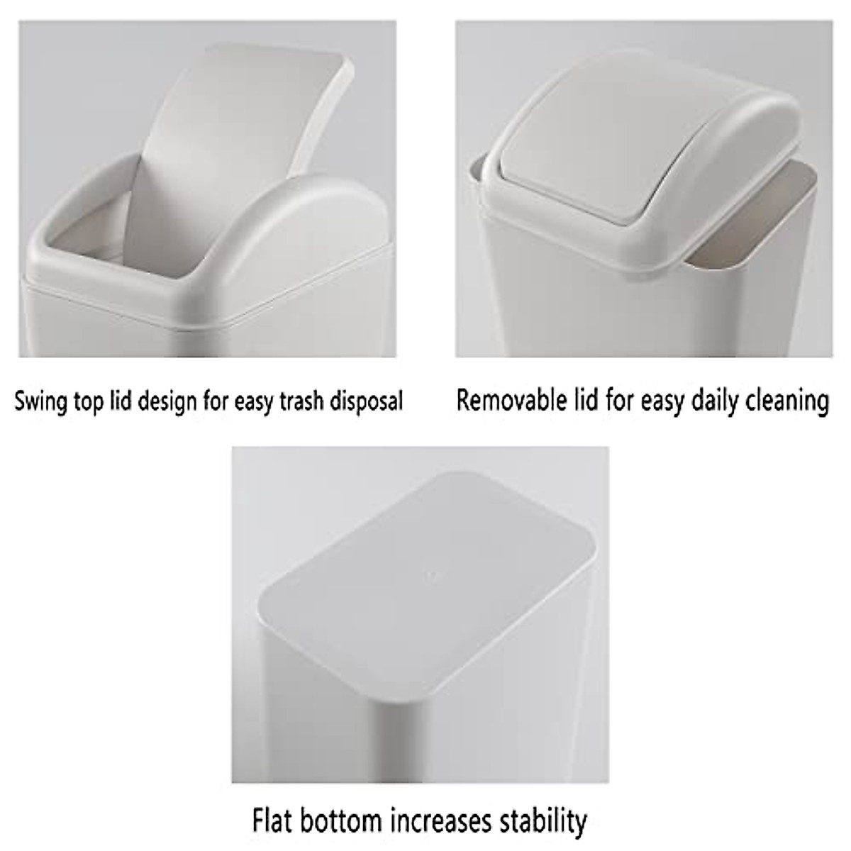 Jekiyo 12 Liter Slim Plastic Trash Can, Swing Lid Garbage Can, 2-Pack