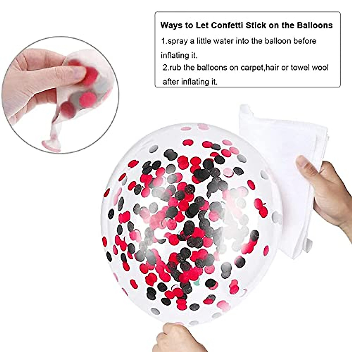 Red Black Balloons Garland Arch Kit - 120Pcs Black Red Confetti Latex Party Balloons for BBQ Mother's day Graduation Baby Shower Birthday Party Decorations