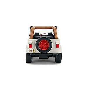 Jada Toys Jurassic World 1:32 Jeep Wrangler Die-cast Car, Toys for Kids and Adults,White/Red