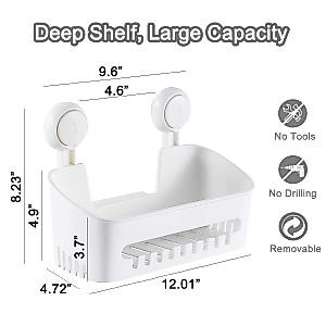 Shower Caddy Suction Cup 2 Pack Durable Shower Organizer Shower Shelf No-Drilling Removable Shower Basket for Bathroom Storage, Powerful Shower Suction Caddy for Shampoo, Conditioner, Max Hold 22lbs