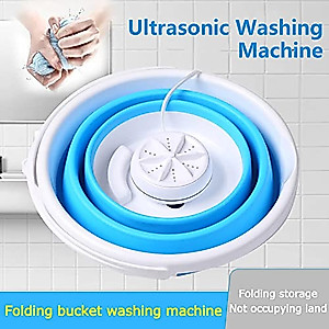 Portable Washing Machine 5L Wash Bucket Foldable Small Portable Laundry Machine Mini Washing Machine Ultrasonic Turbine Washer for Underwear, Sock, Baby Clothes, Travel, Camping, Dorm, RV, Home