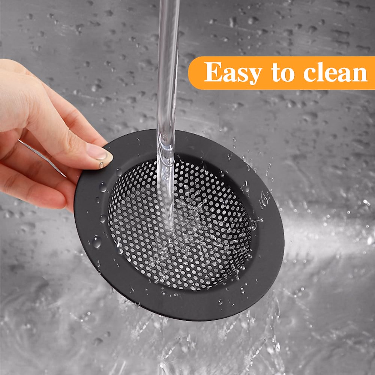 Kitchen Sink Stopper Strainer Set, 2 Stainless Steel Mesh Sink Drain Basket +1 Sink Drain Strainer +1 Sink Stopper for Kitchen Bathroom Sinks Bathtubs Replacement Sink Accessories(Black)
