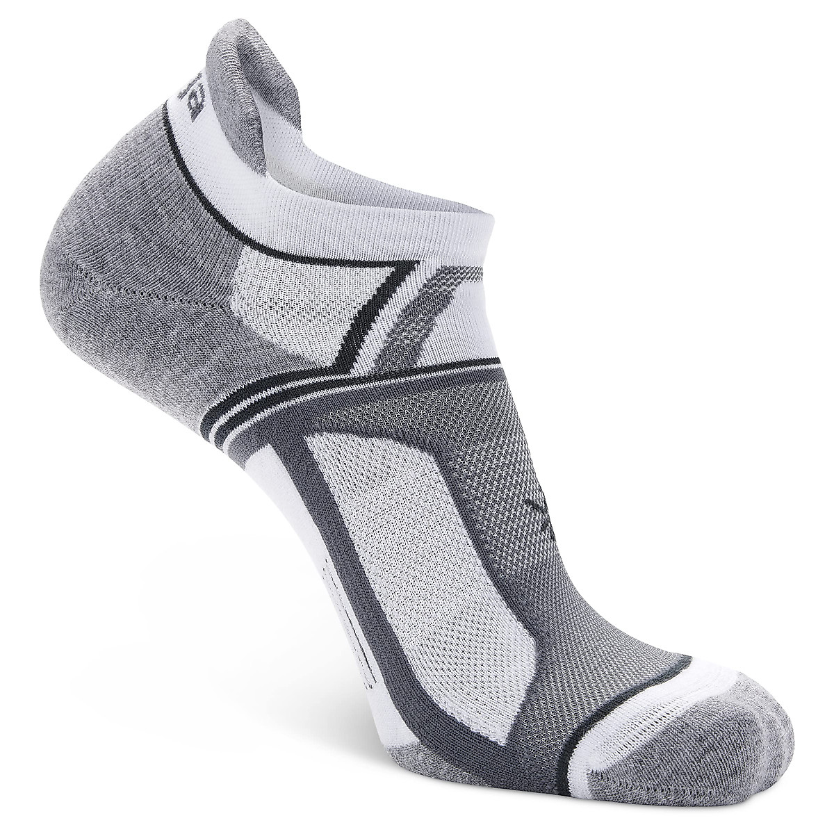 Balega Hidden Contour Upcycled Impact Resistance / Cushioning Performance No Show Athletic Running Socks for Men and Women (1 Pair) White/Grey, Medium