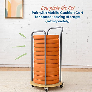 ECR4Kids SoftZone Floor Cushions with Handles, 2" Deluxe Foam, Round, Orange, (6-Pack)