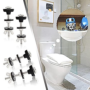 4PCS Universal Toilet Tank to Bowl Bolts Kit, Heavy Duty Toilet Bolts, Waterproof Stainless and Rubber Washers Gaskets with Extra Long Nut Screw for Fastening (Silver)