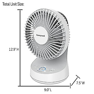Honeywell QuietSet 5 Oscillating Table Fan, White – Personal and Small Room Fan with Quiet Operation and 5 Levels of Power and Sound