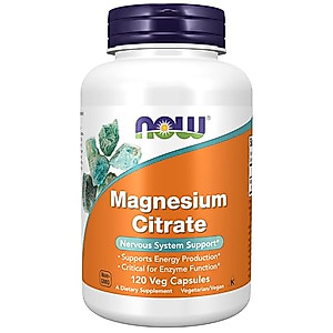 NOW Supplements, Magnesium Citrate, Enzyme Function*, Nervous System Support*, 120 Veg Capsules