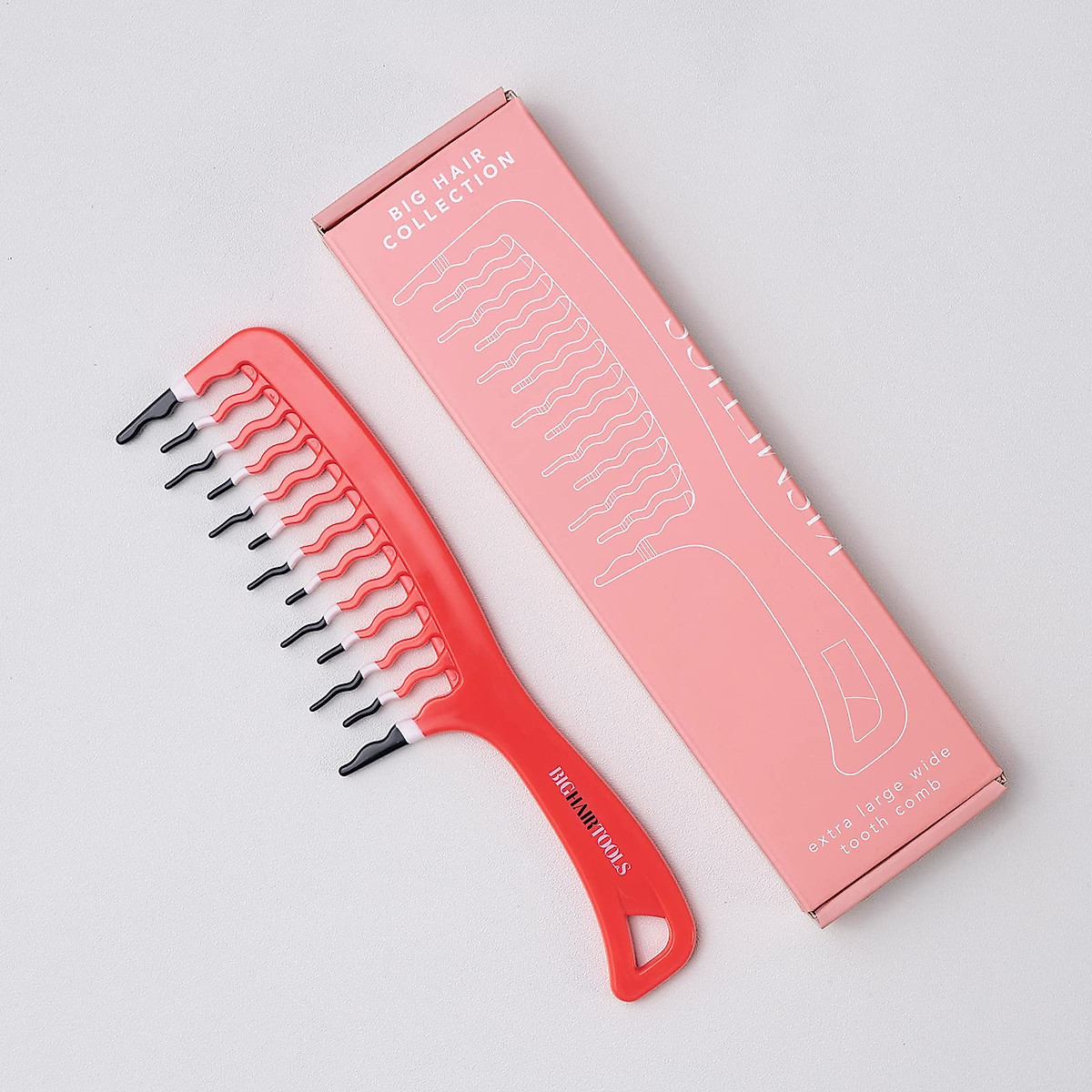 KISMETICS Big Hair Tools Extra Large Wide Tooth Comb for Thick, Curly, Wavy or Long Hair - Frizz-Free Detangling Shower Comb - Orange