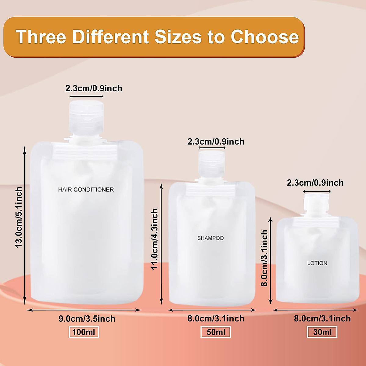 Kitchen GIMS 15 PCS Travel Pouches for Toiletries Travel Containers TSA Approved Refillable Squeeze Pouch for Shampoo Conditioner Cosmetics (30ml/50ml/100ml)