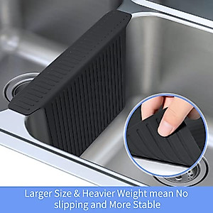 Bligli Silicone Sink Divider Mat, Large Durable Sink Saddle Pad with No Suction Cup, Kitchen Divided Sink Protector Mat for Glassware Dishes, Easy to Clean and No Smell, 12.8" x 17.6" (Black,1 PACK)
