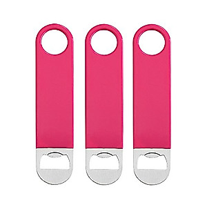 QLL 3 Pack 7" Heavy Duty Flat Bottle Opener, Pink
