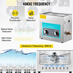 Ultrasonic Cleaner with Heater Timer Control, Lab Water Drain - Ideal for Solution Cleaning