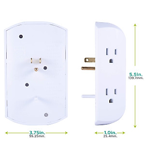 Philips 6-Outlet Extender, Grounded Wall Tap, Reset Button, Circuit Breaker, Adapter Spaced Outlets, 3-Prong, Multiple Plug, Quick and Easy Install, Cruise Essentials, UL Listed, White, SPS1460WA/37