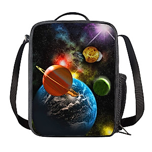 TOADDMOS Universe Planet Galaxy Backpacks for Teens Boy School Backpack with Lunch Bag and Pencil Case, 3 Pieces School Bag Set for Kids