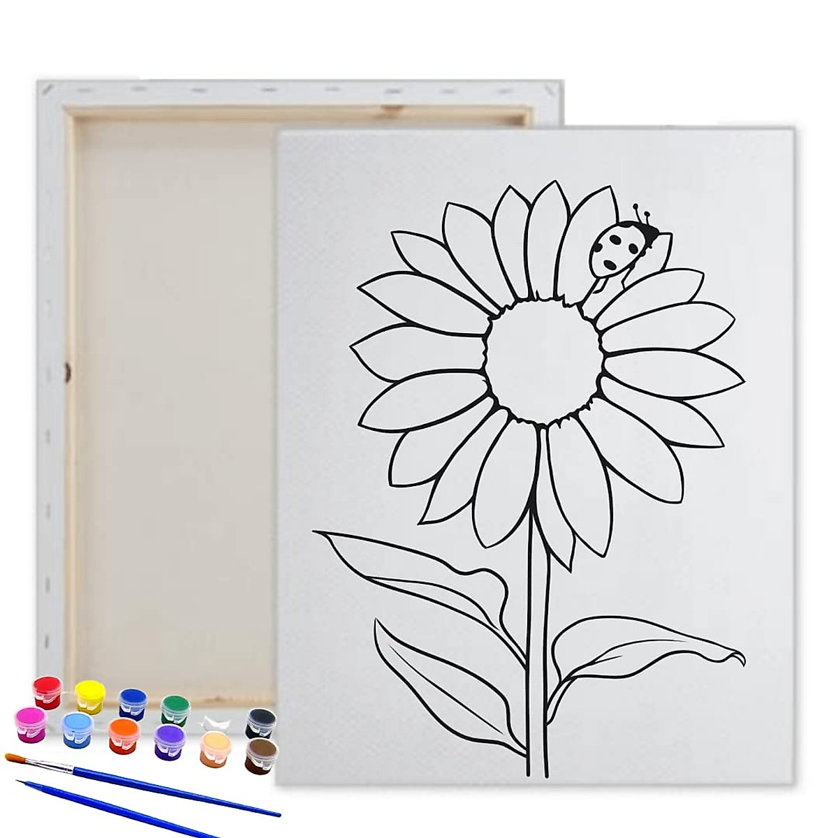 Essenburg Pre Drawn Canvas Sunflower II Paint Kit | Adult & Teen Sip and Paint Party Favor | DIY Date Night Couple Activity (S 8x10 CANVAS ONLY)