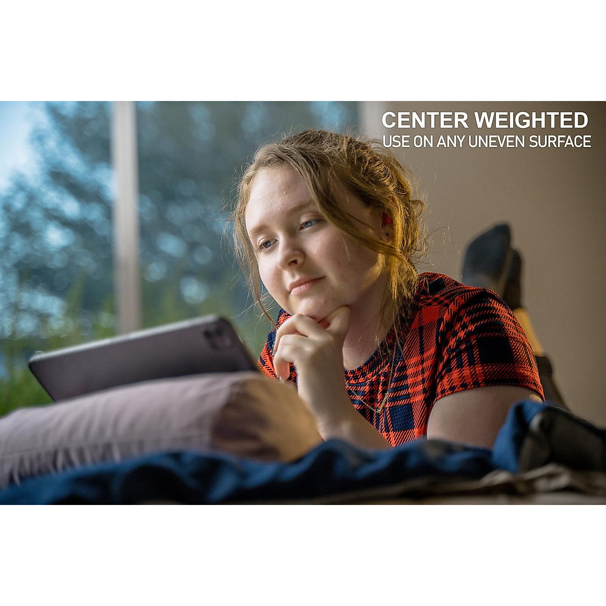 The Chill-ow iPad Organic Buckwheat Pillow Stand: The Ultimate Hands-Free Solution for Any Tablet or Phone. Perfect for Couch, Bed, or Table Use. (Black)