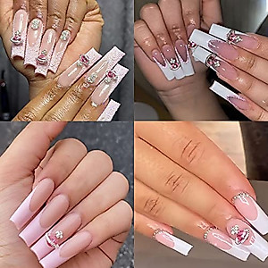 20PCS Nail Art Charms White Pink Planet 3D Shiny Nail Supplies with Rhinestones Saturn Shape Nail Accessories for Women DIY Design Nail Gem Crystals Jewelry Decoration