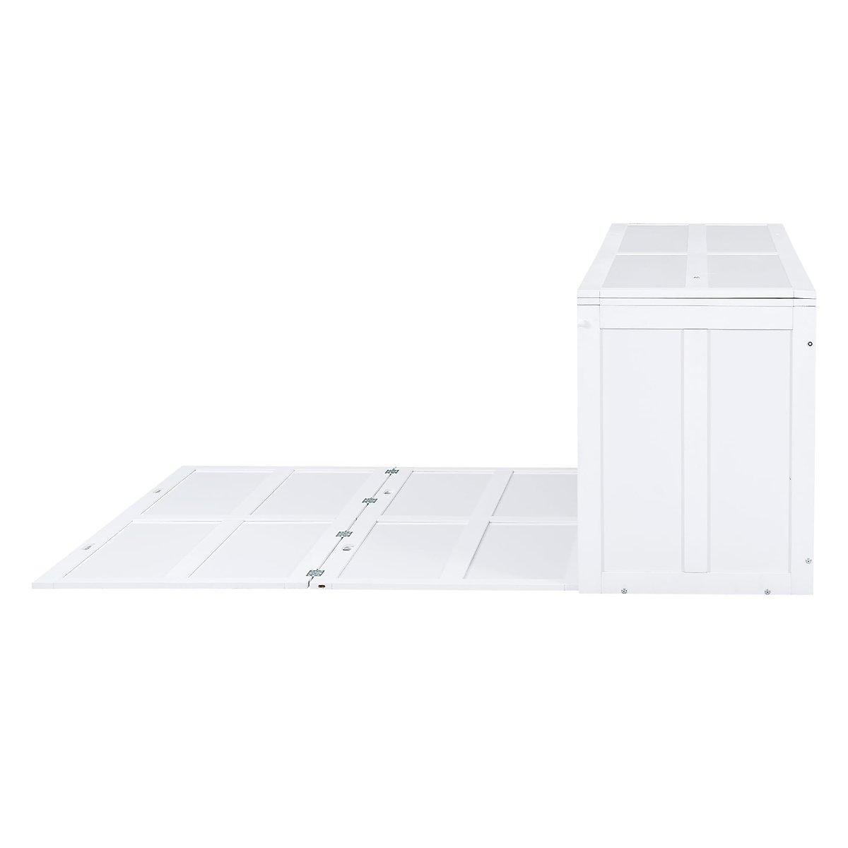 Murphy Bed with Rotable Desk,Queen Size Space-saving Platform Bed Frame with Storage Desk for Bedroom,Easy to Assembly, No Need Spring Box (White)