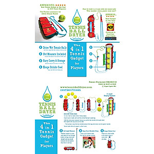 Tennis Ball Dryer -The 4-in-1 Tennis Gadget - Voted 'Best Tennis Gadget' - Includes 4 Great Features in 1. The Perfect Tennis Gift for Any Player.